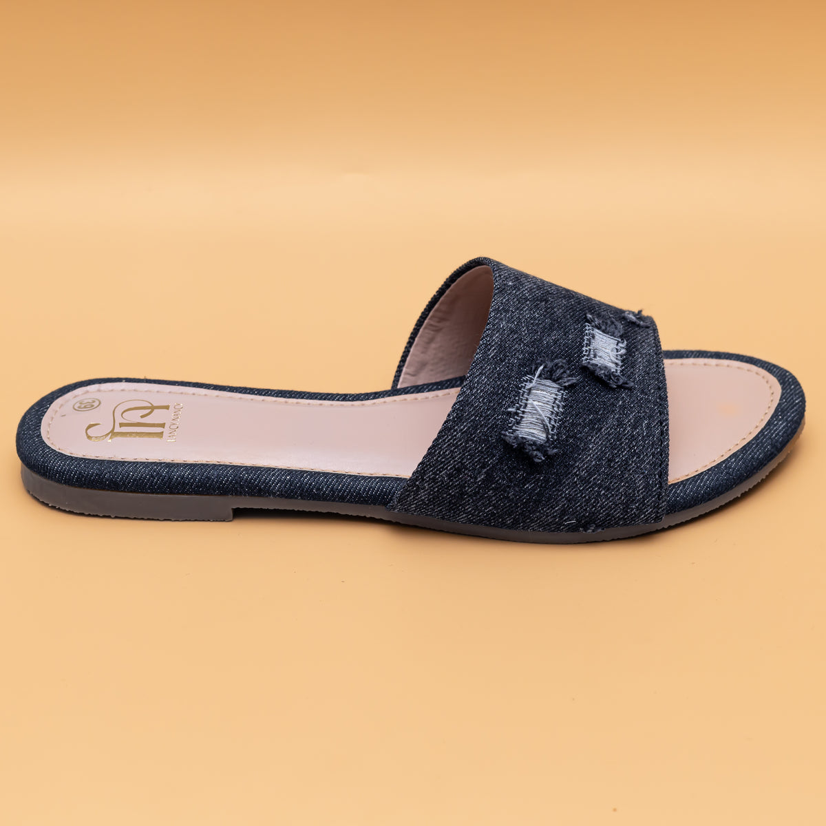 Ripped Denim Sliders - Black – Dapperfeet