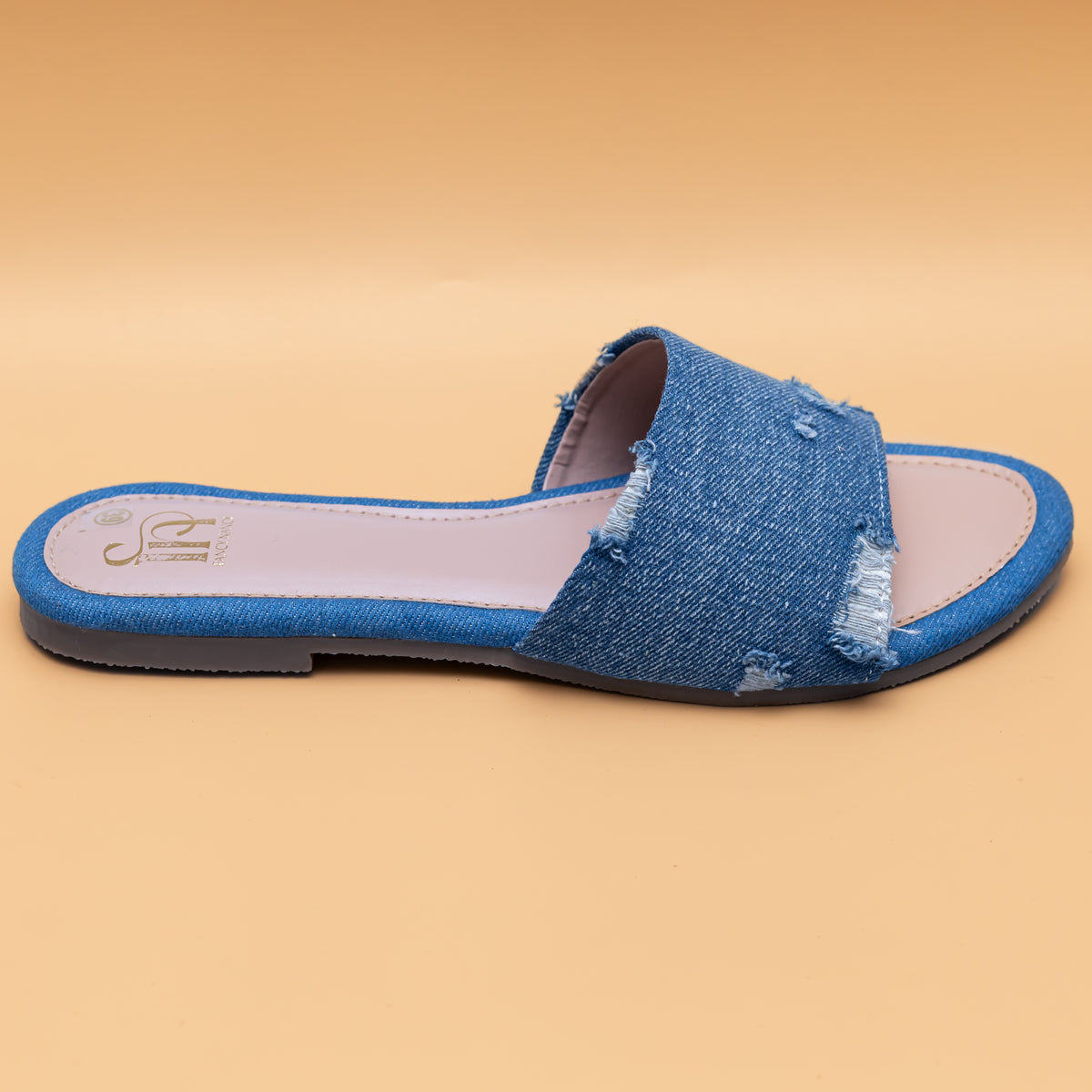 Ripped Denim Sliders - Blue – Dapperfeet